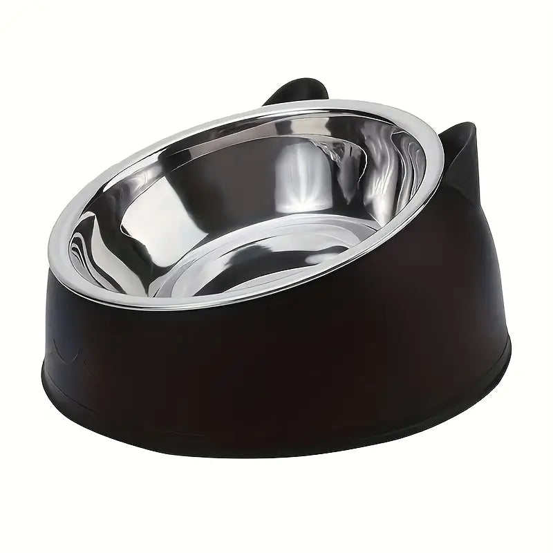 Bol pour Chat en Acier Inoxydable Surélevé, Plat Incliné 2-en-1 pour N ...