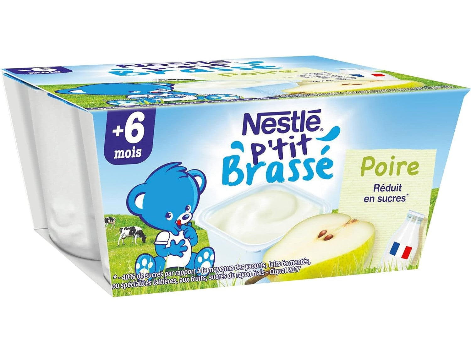 NESTLE - Yaourt Bébé P'tit Brassé Poire - dès 6 mois - 4 x 100g – Dialy